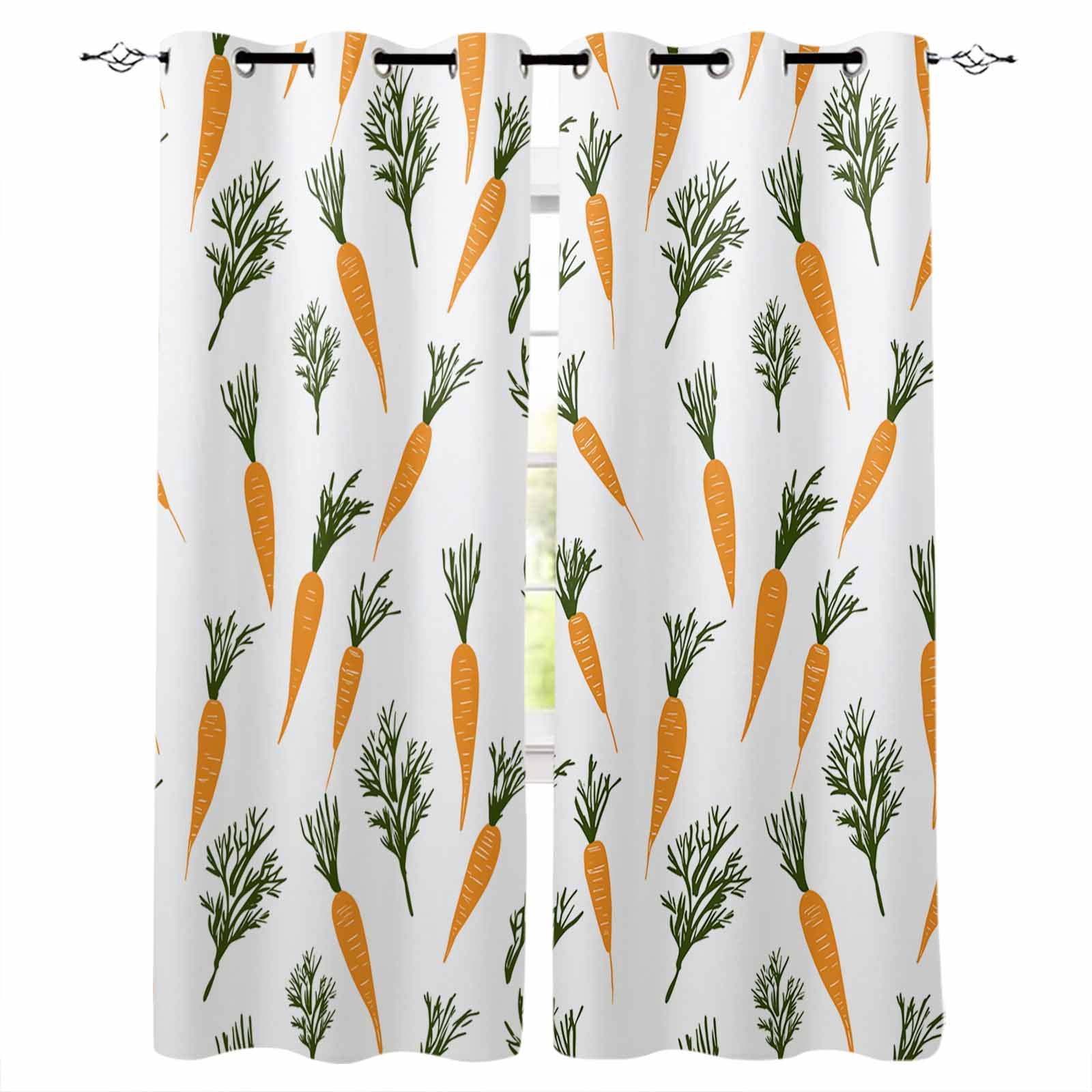Carrots Easter Blackout Curtains 45 Inches Long, Watercolor Orange ...