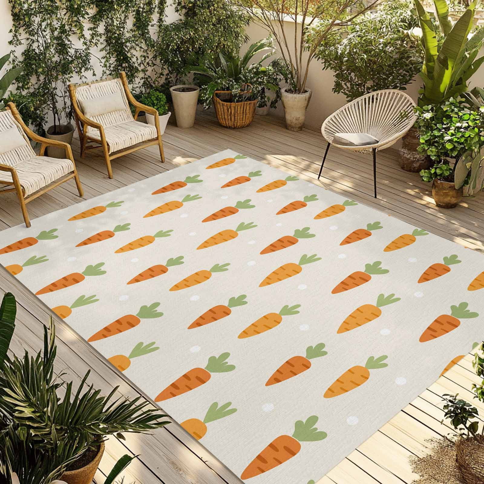 Carrots Outdoor Rug 5x8 Ft - Reversible Patio Rug Outdoor Camping Rugs ...