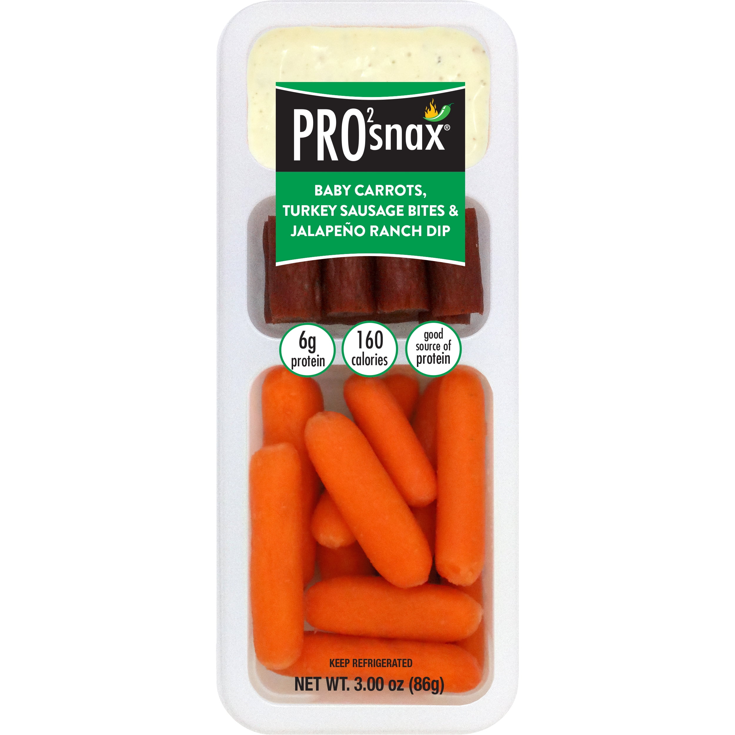PRO2snax Baby Carrots, Turkey Sausage Bites & Jalapeño Ranch Dip, 3.0oz ...
