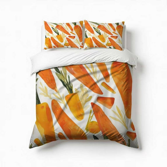 Carrots Watercolor Pattern Fresh Orange Bedding Set 3 Pcs Soft ...