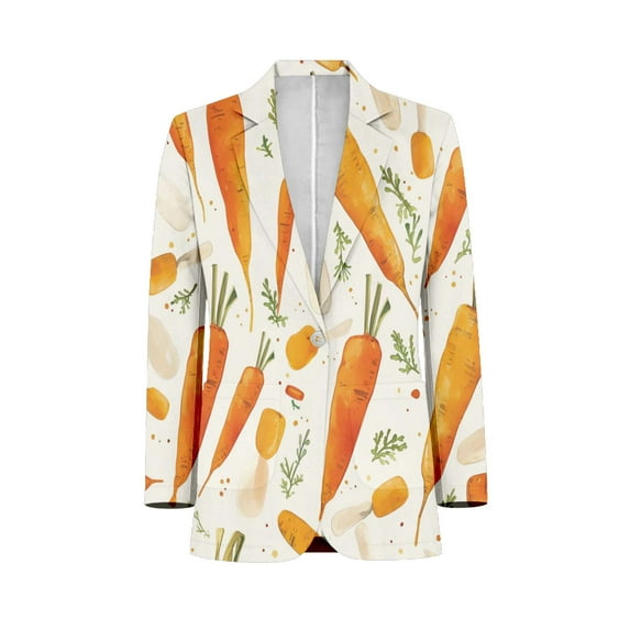 Carrots Watercolor Pattern Fresh Orange Mens Suits Shawl Collar Slim ...