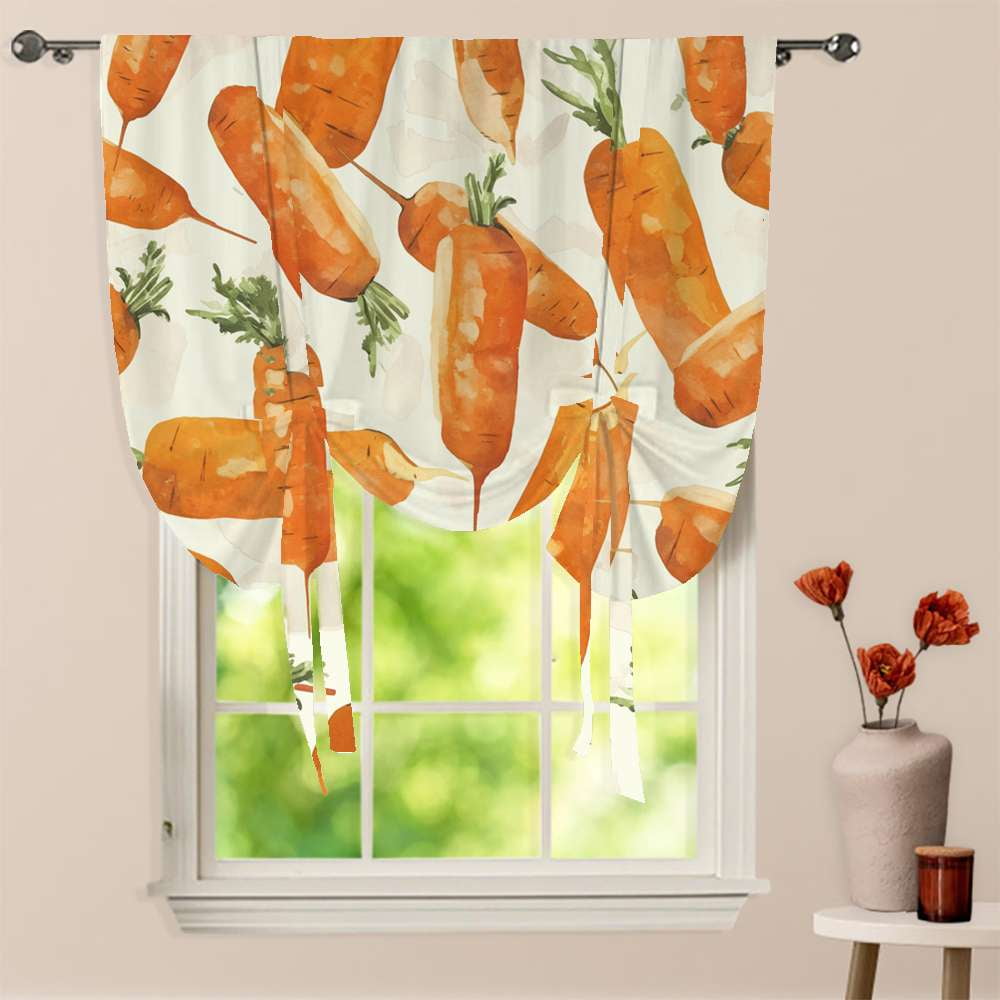 Carrots Watercolor Pattern Fresh Orange Window Curtain for Living Room ...