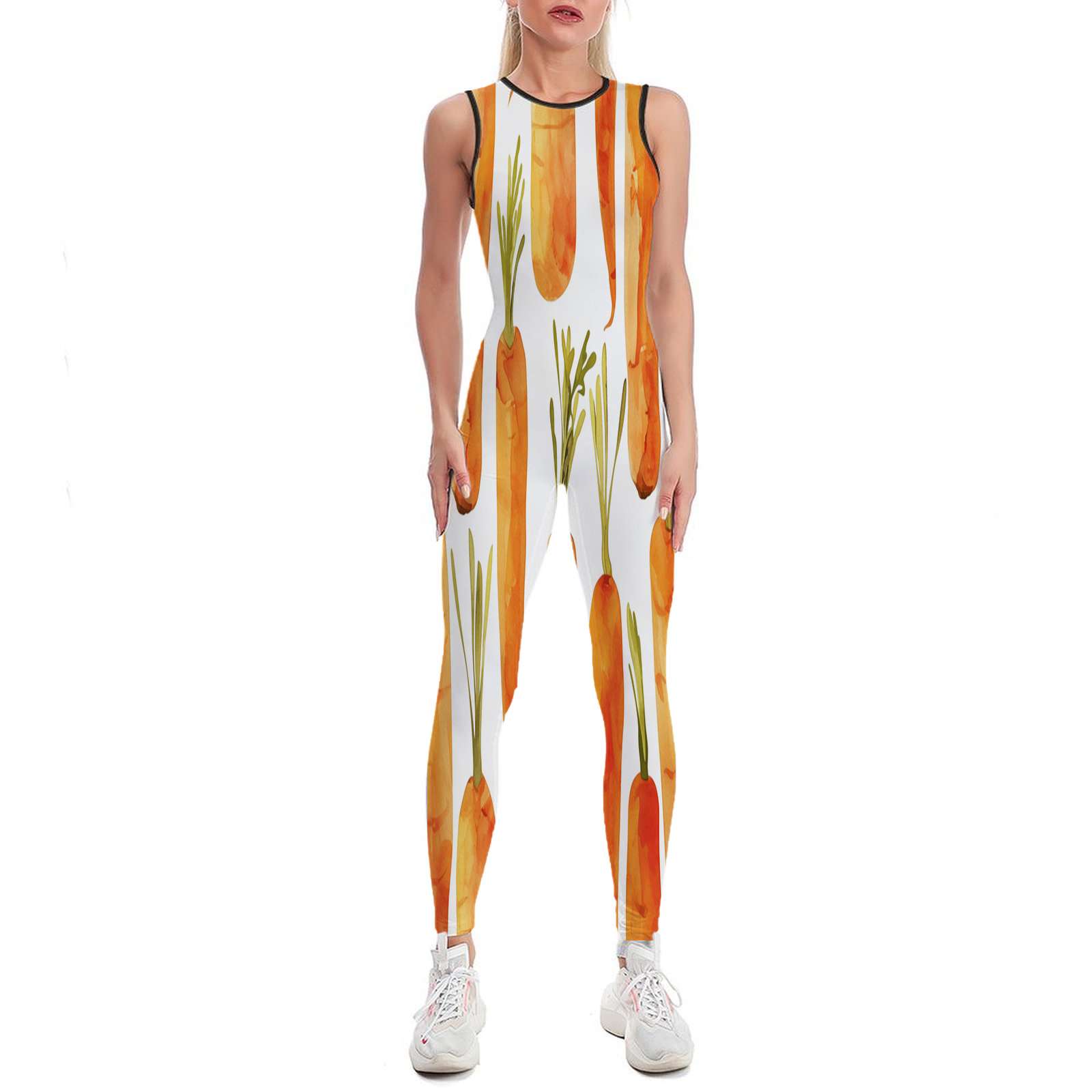 Carrots Watercolor Pattern Fresh Orange Women's One Piece Yoga ...