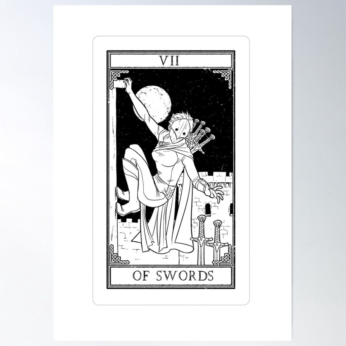 Carrow'S Tarot - Seven Of Swords Poster Wall Art, Modern Wall Decor For ...