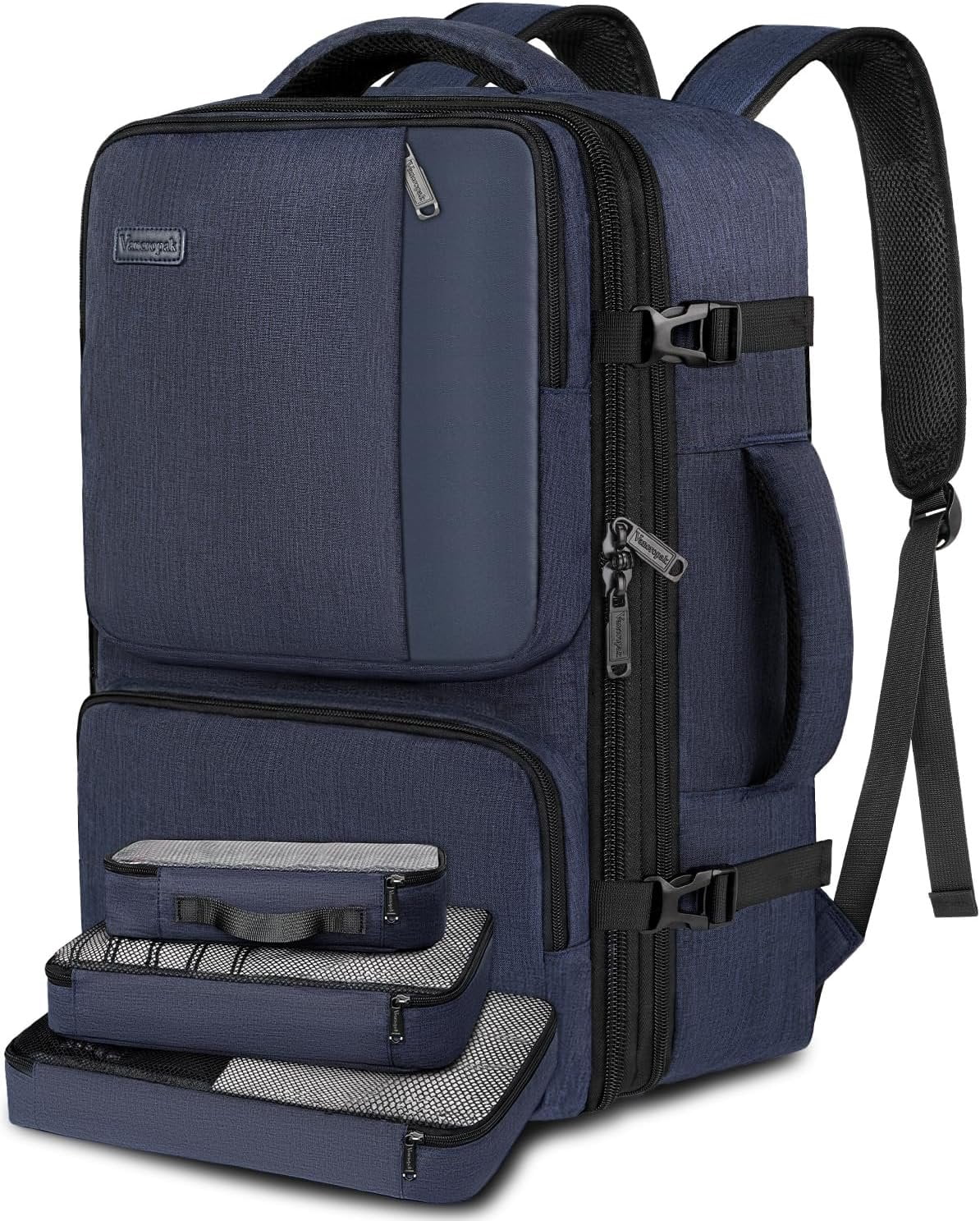 Carry Backpack, 47L Expandable Travel Backpack with 3 Packing Cubes ...