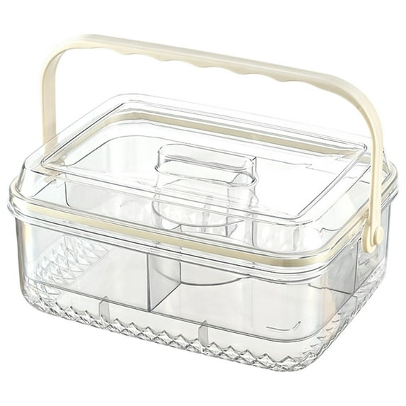 Carry Handle Square Snacks Box With Ice Storage Layer And Partitioned ...