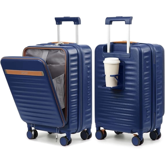 Carry Luggage Airline Approved with Front Compartment and Cup Holder ...