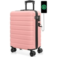 AMZFUN Hardsided 28 Inch Luggage, Lightweight PC+ABS Suitcase with USB, TSA Lock, Wheels, Pink ...