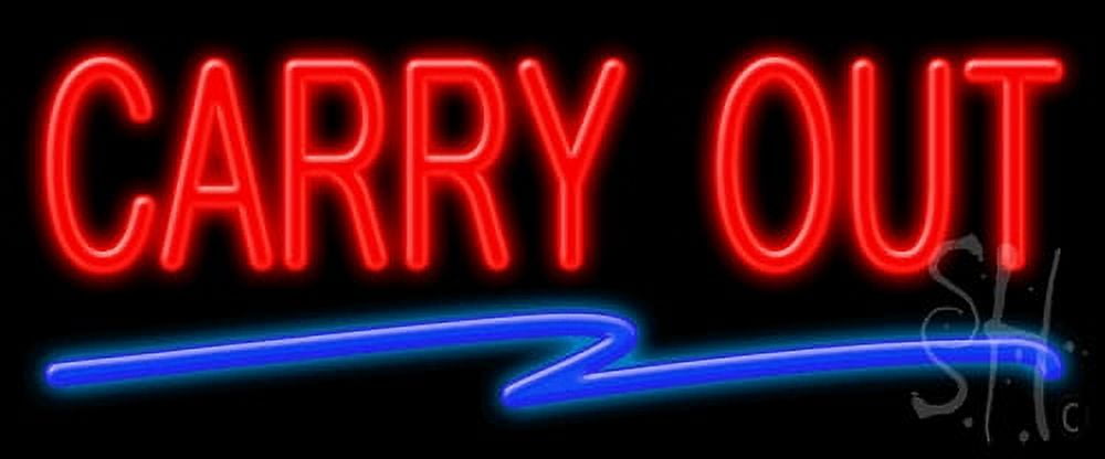Carry Out LED Neon Sign 10 x 24 - inches, Black Square Cut Acrylic ...