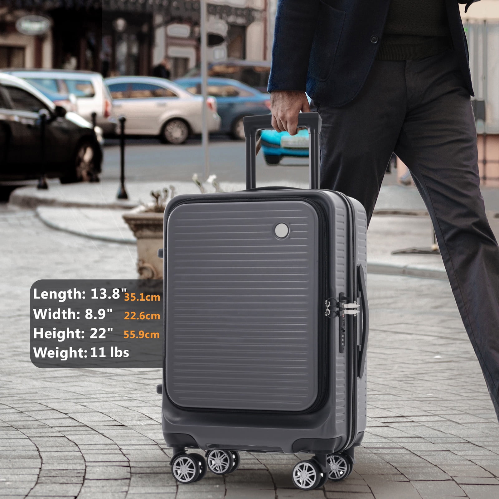 Carry-on Luggage 20 Inch Front Open Luggage Lightweight Suitcase with ...