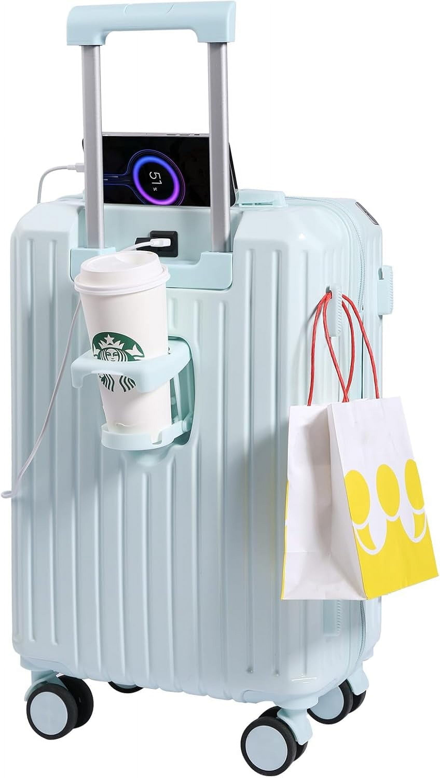 Carry-on Luggage with Cup Holder & USB Charging Port, Hard Side Luggage ...