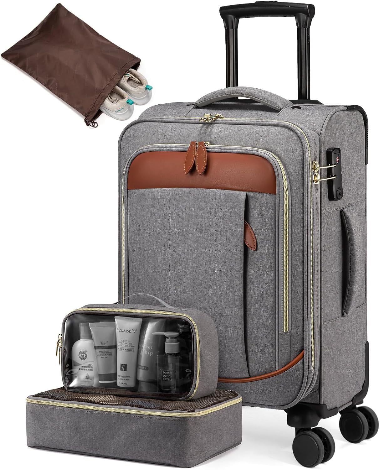 Carry on Luggage for Women and Men, Softside Suitcases with Daul Wheels ...