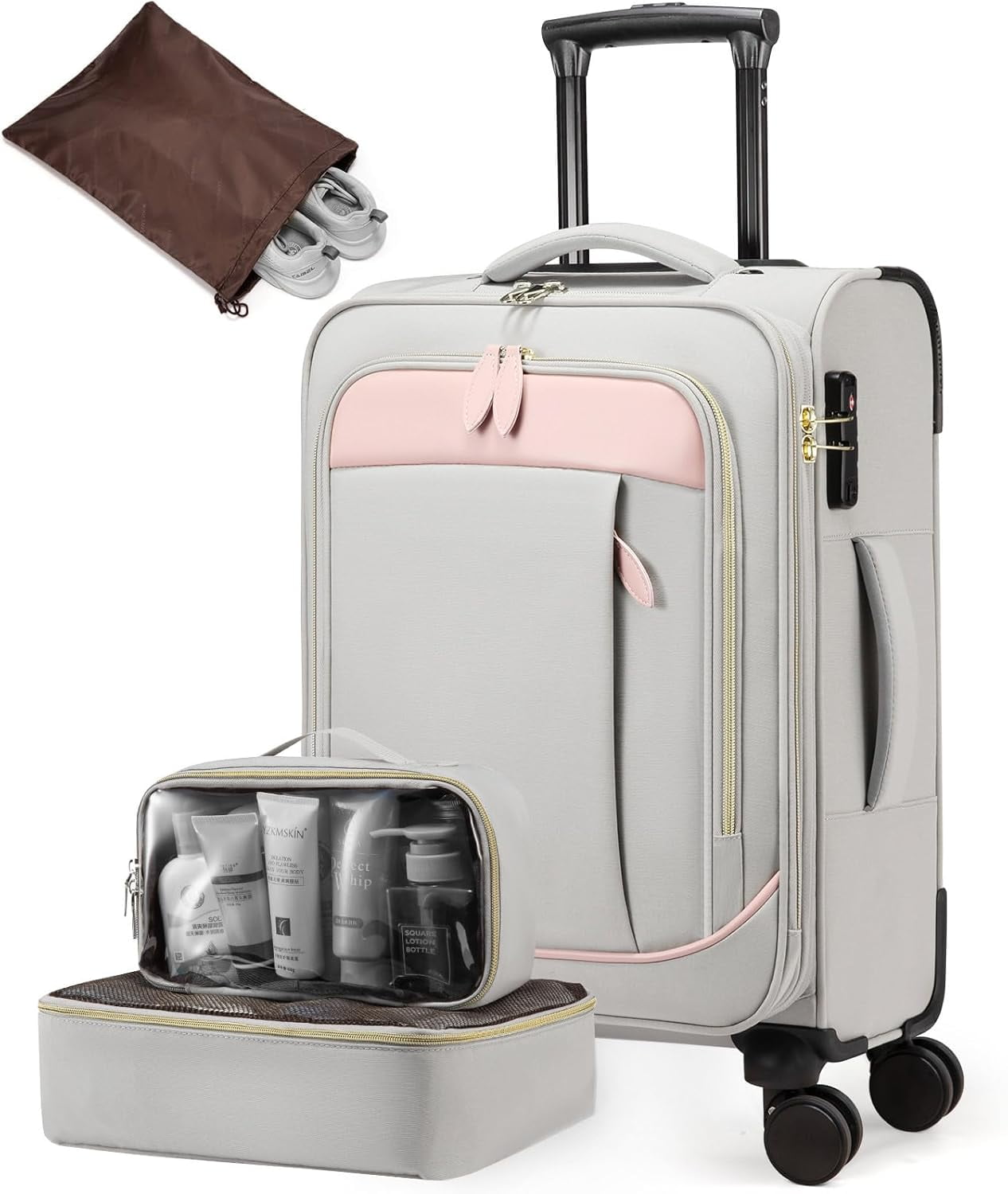 Carry on Luggage for Women and Men, Softside Suitcases with Daul Wheels ...