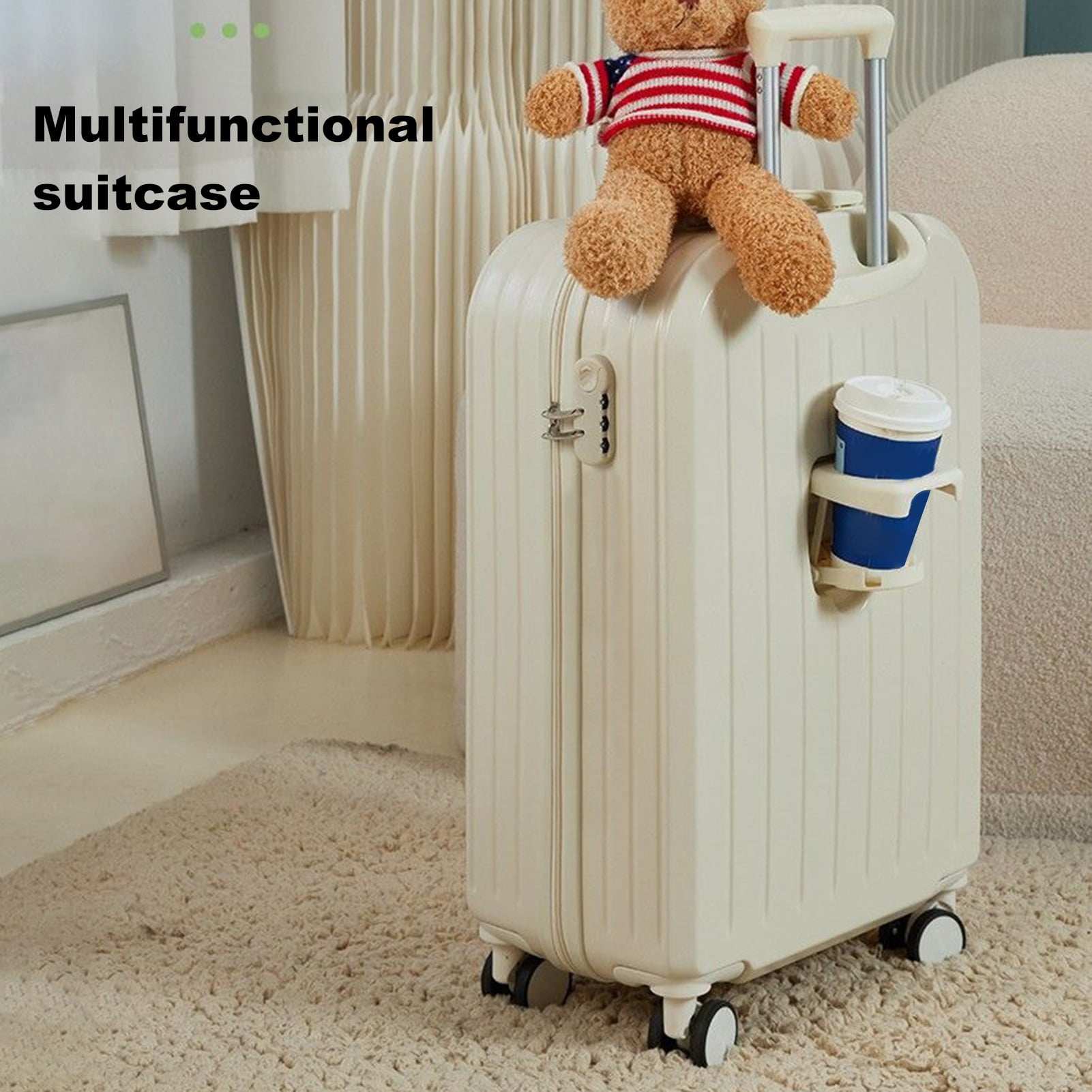 Carry-on Suitcase with Folding Cup Holder Hidden Cup Holder Design ...