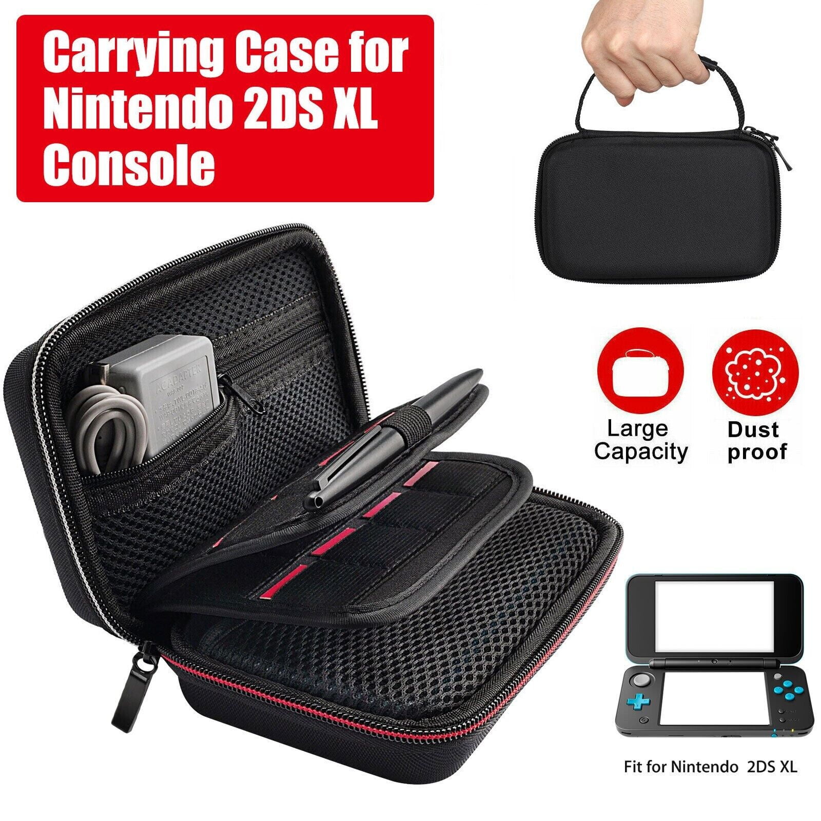 Carrying Case Bag for Nintendo 2DS XL Model Hard Shell Travel Cover ...