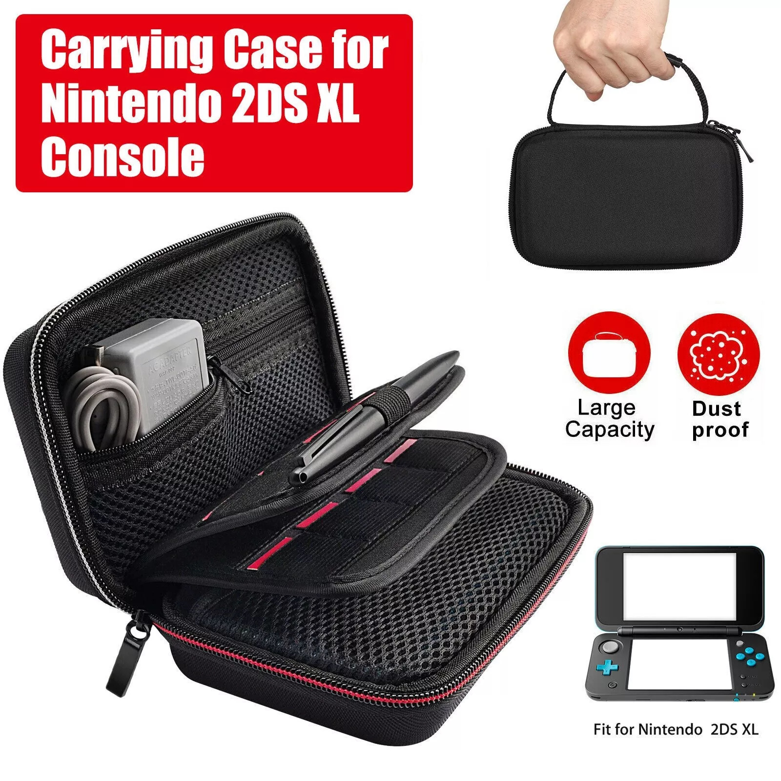 Carrying Case Bag for Nintendo 2DS XL Model Hard Shell Travel Cover ...