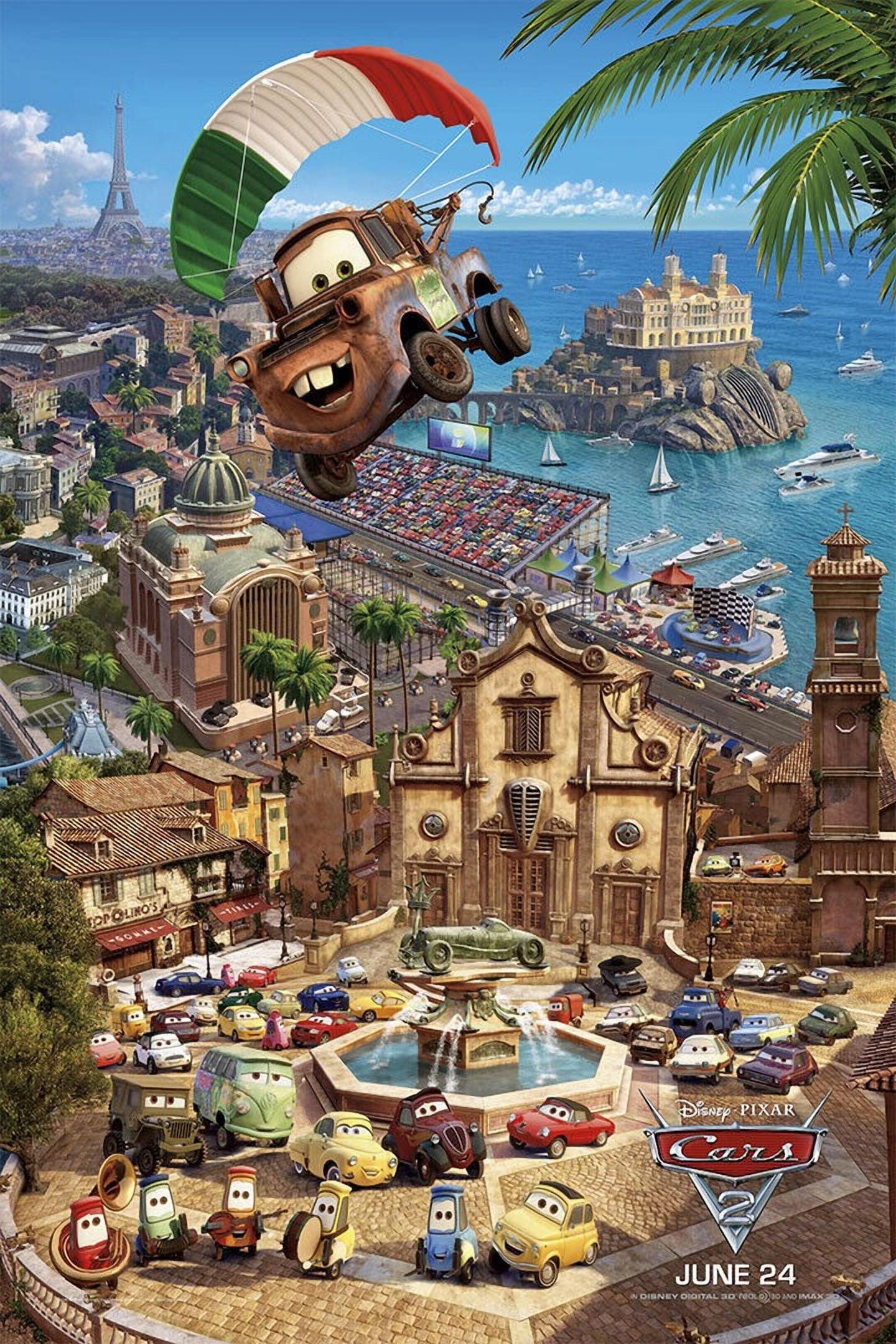 Cars 2 Fantasy Animation Wall Poster - Style A - 24x36 Inch Laminated ...