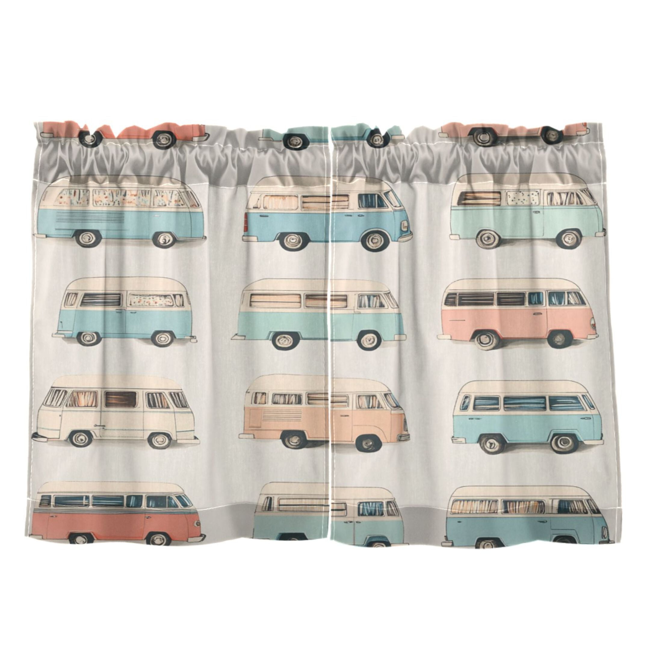 Cars 27"x36" Linen Look Cafe Curtain Set with Privacy and UV Protection ...