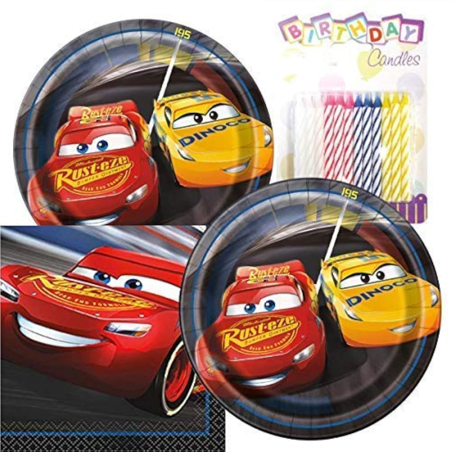 Cars 3 Happy Birthday Plates & BSL1 Napkins Party Supplies - 7" Happy ...