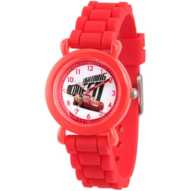 Cars 3 Lightning McQueen Boys' Red Plastic Time Teacher Watch, Red ...