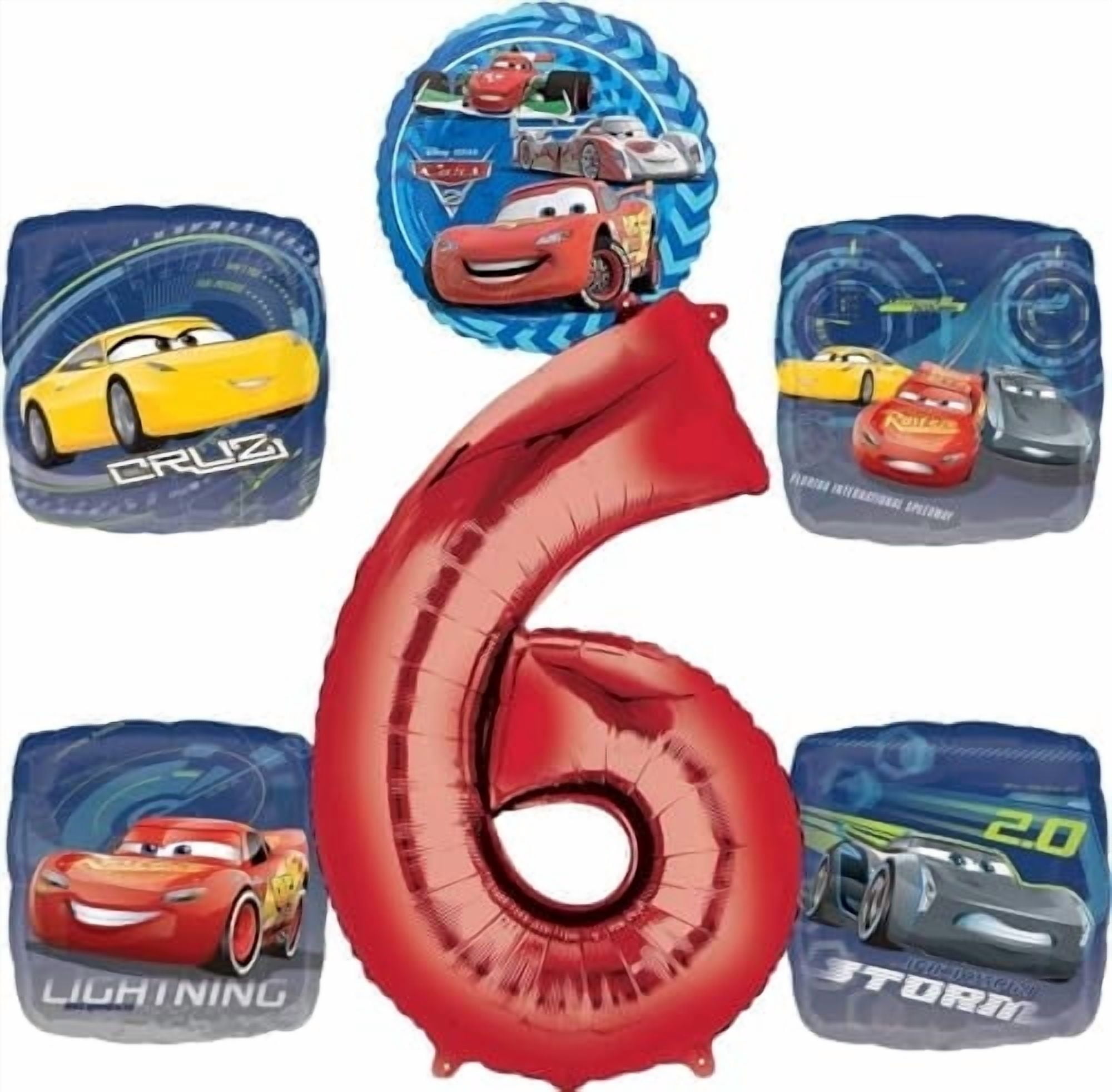 Cars 6th Birthday Party Supplies Lightning McQueen Cruz and Storm 6pc ...
