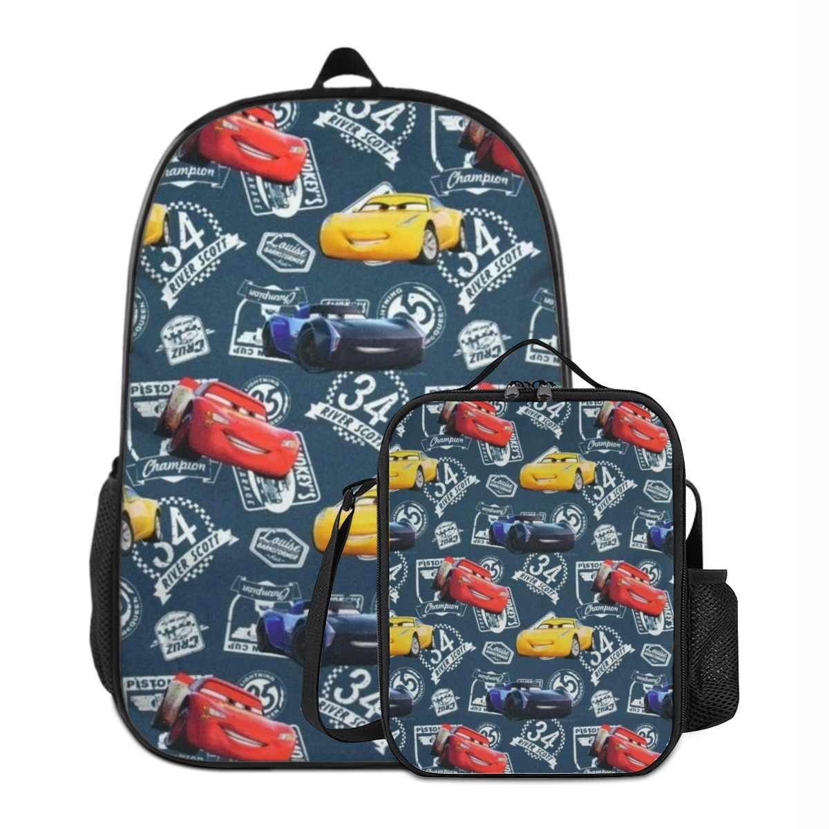 Cars Backpack with Insulated Lunch Box Set Unisex Travel Outdoor Gifts ...