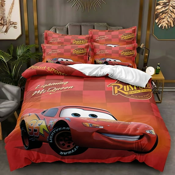 Cars Bedding 3 Set Vibrant Full-Color Anime Design with Cars Perfect ...
