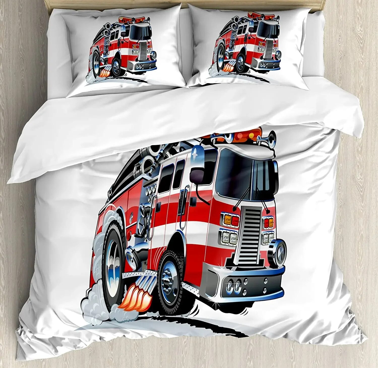 Cars Bedding Set For Bedroom Bed Home Hand Drawn Watercolored Trucks ...