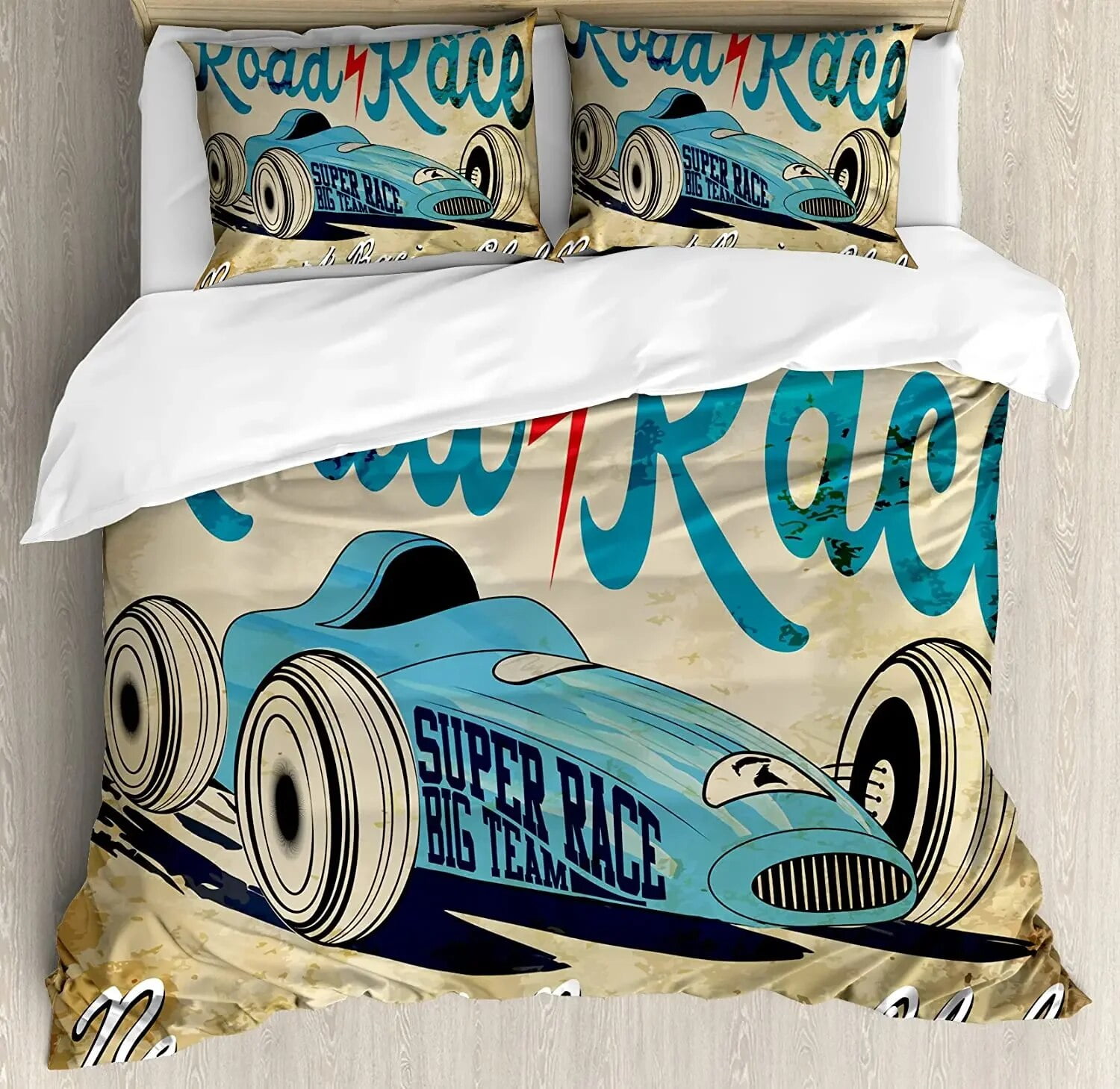Cars Bedding Set For Bedroom Bed Home Hand Drawn Watercolored Trucks ...