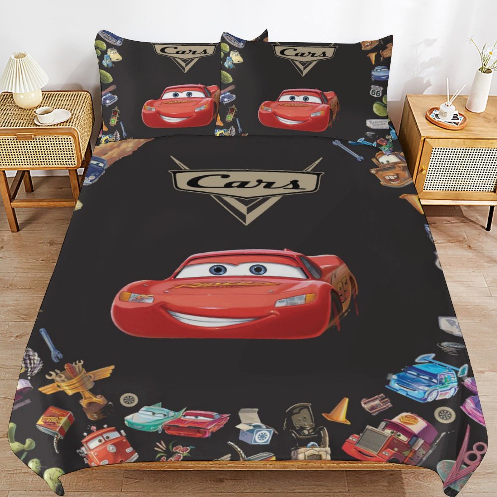 Cars Bedding Sets Cute Bed Cover Anime Cartoon 3D Printed Lightweight ...