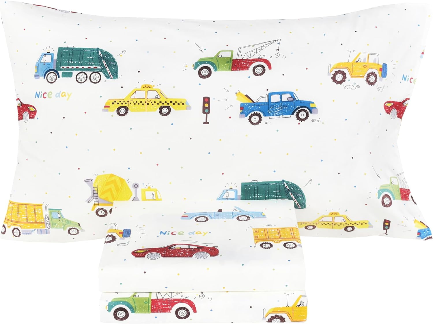 Cars Bus Trucks Crane Transport Engineer Vehicle Cute Fun Cozy 3 Pcs ...