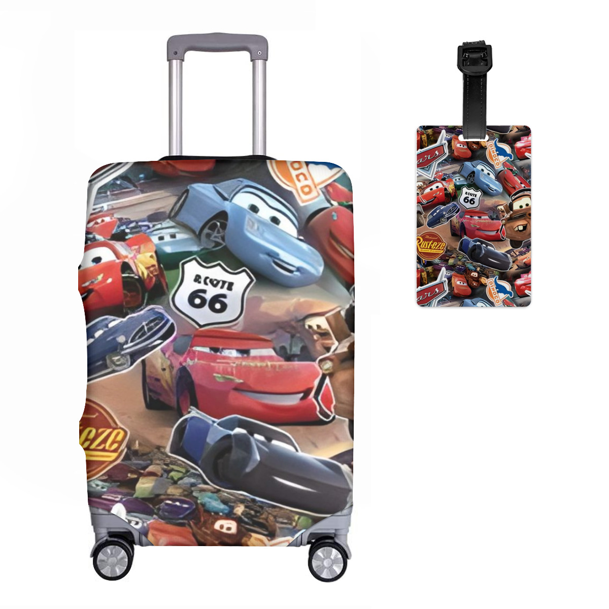 Cars Cartoon Luggage Cover, Hard Shell Suitcase Cover with Luggage Tag ...