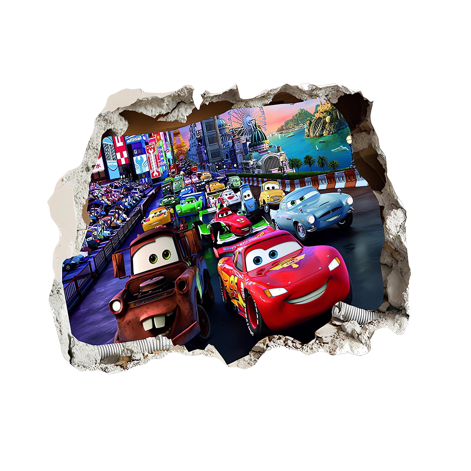 Cars Cartoon Theme 3D Wall Decals,Bedroom、Living Room、and Study Wall ...