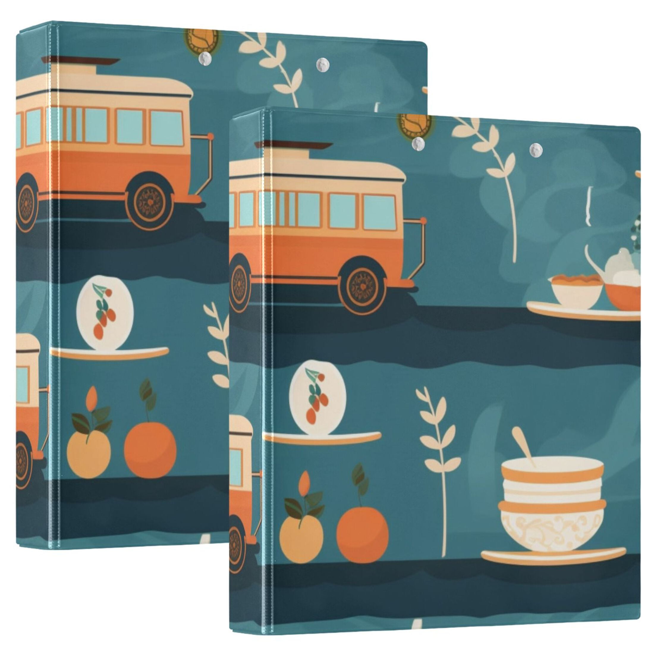 Cars Coffee Oranges 3 Ring Binders 1.5 inch Hardcover File Folders with ...