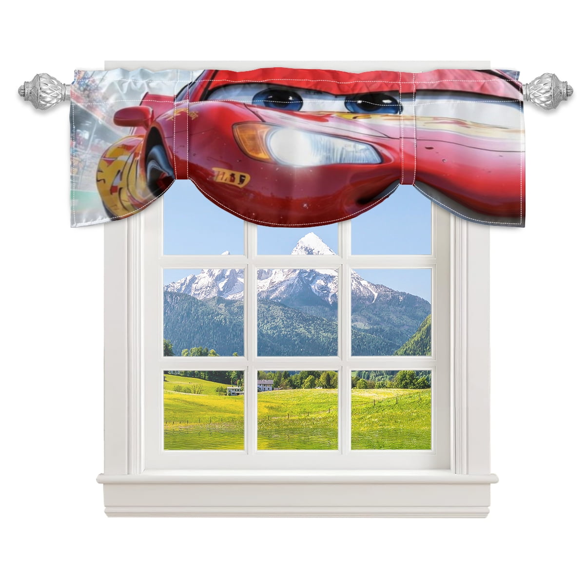 Cars Curtain Valance for Window/Living Room/Kitchen/Bathroom/Farmhouse ...