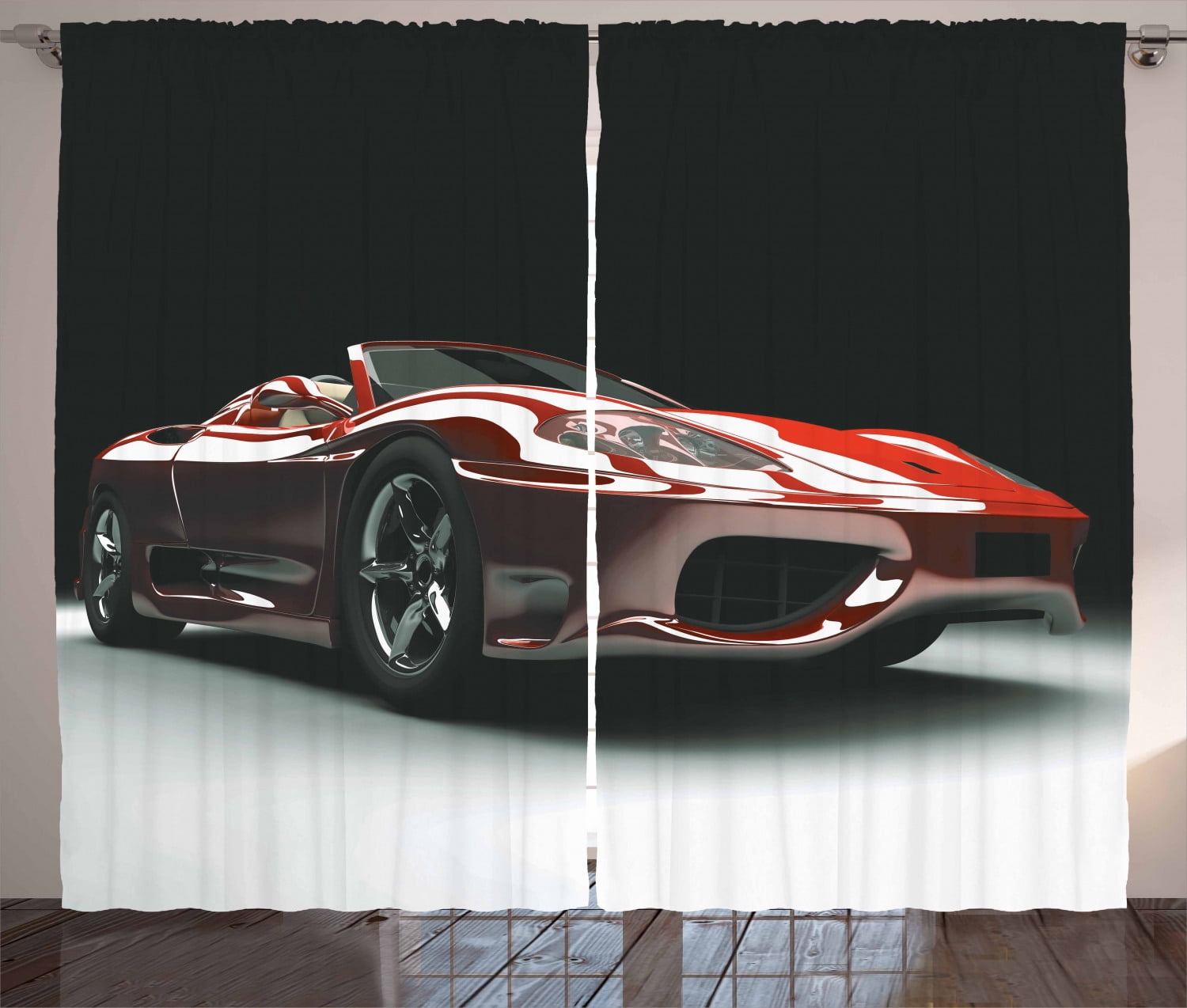 Ambesonne Cars Curtains 2 Panel Set, Automotive Industry Theme, 108" x ...