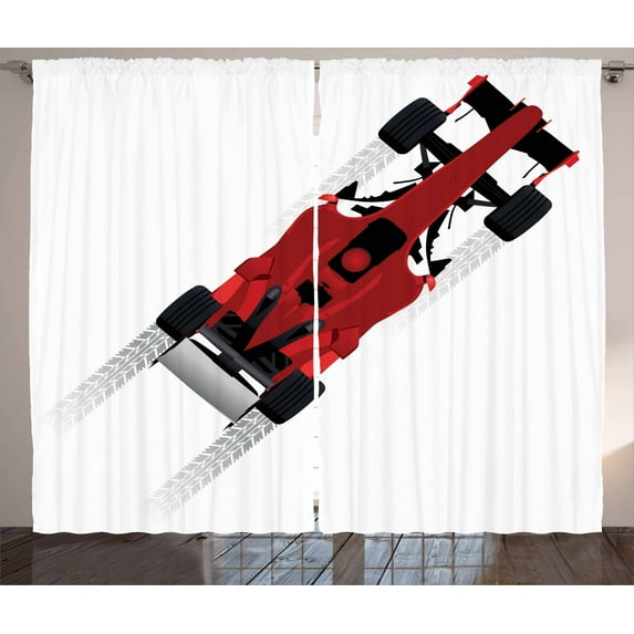 Ambesonne Cars Curtains 2 Panel Set, Formula Car on Speedway, 108" x 90 ...