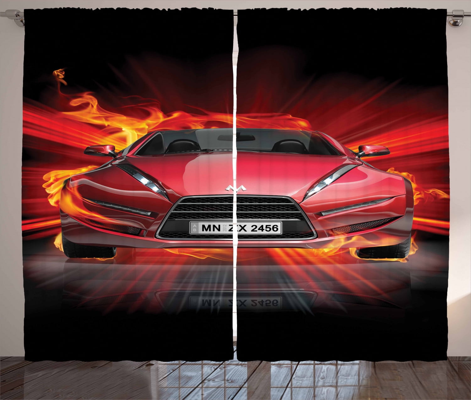 Ambesonne Cars Curtains 2 Panel Set, Car Speeding Art, 108" x 84 ...