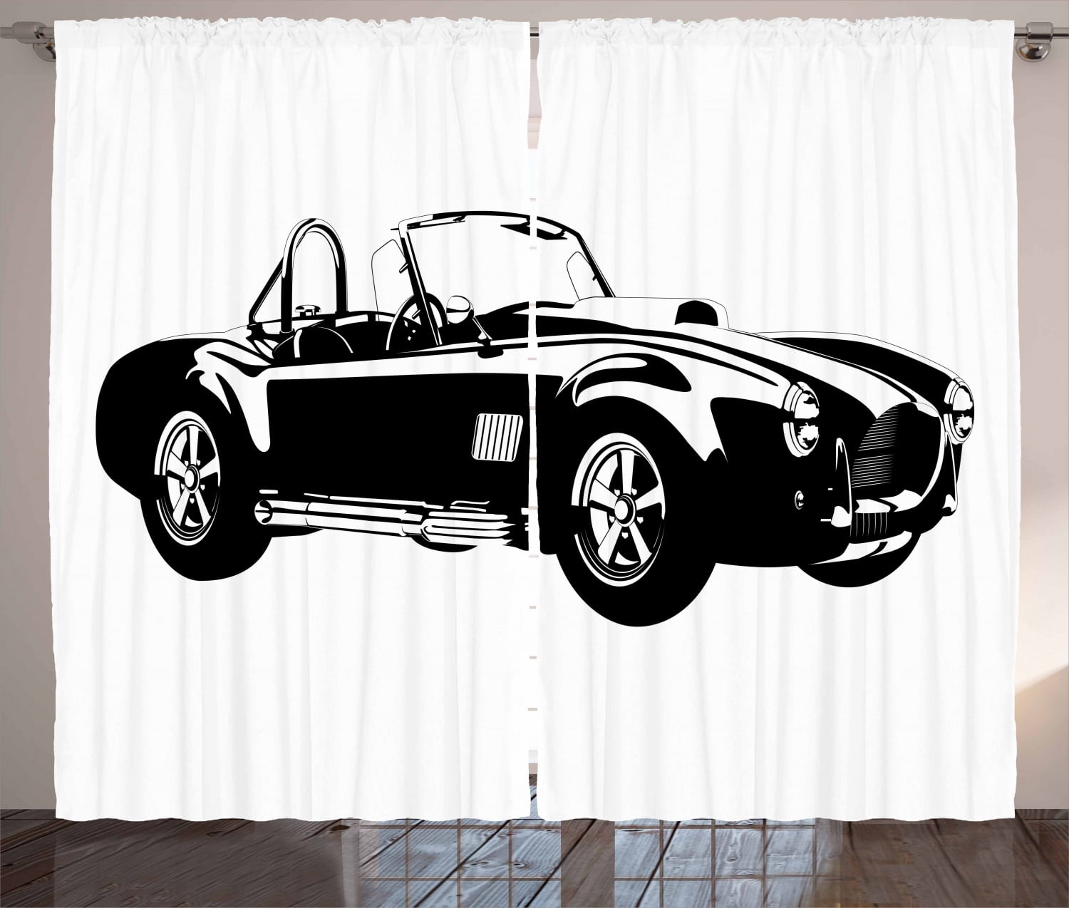 Ambesonne Cars Curtains 2 Panel Set, Sports Car Roadster Engine, 108" x ...