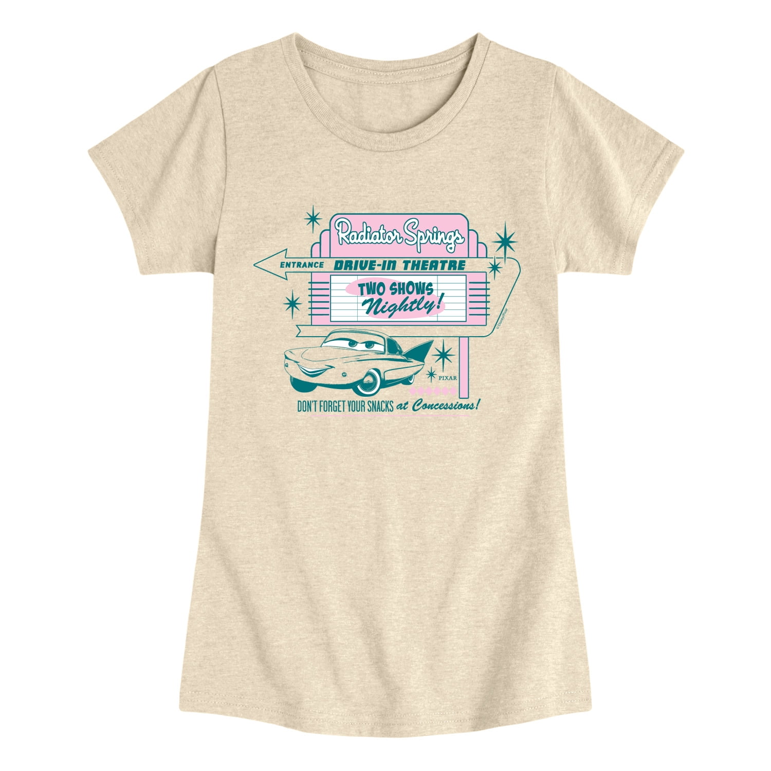 Cars - Drive In Theater - Youth Girls Fitted Short Sleeve T-Shirt ...