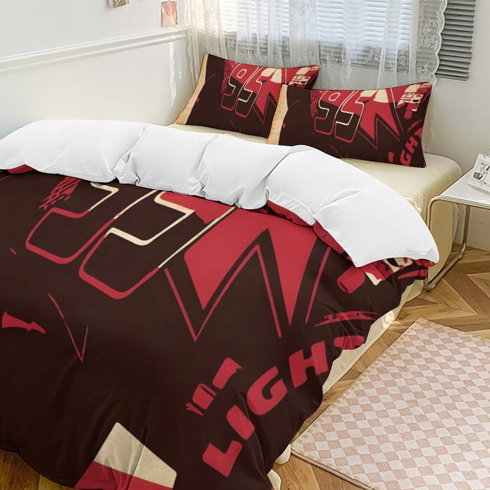 Cars Duvet Cover 3 Piece Bedding Set, Anime Movie Soft Comforter Cover ...