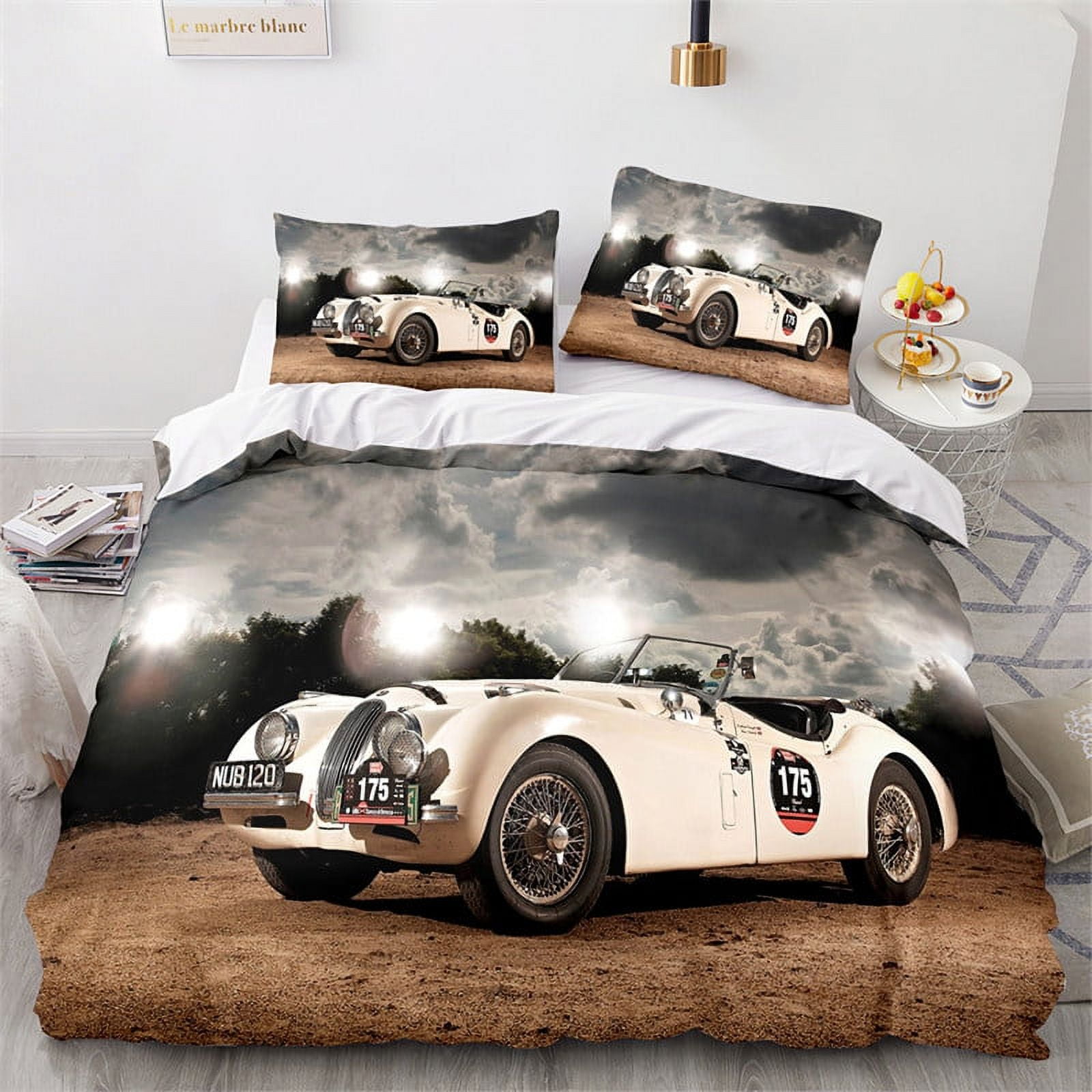 Cars Duvet Cover Retro Custom Classic Car Bedding Set Microfiber ...
