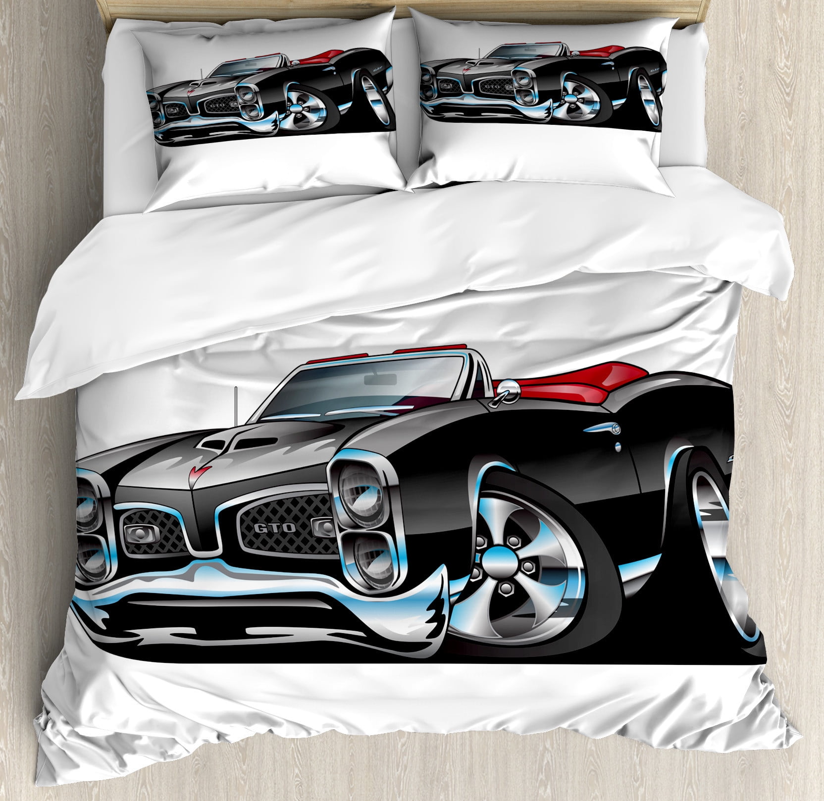 Cars Duvet Cover Set, American Nostalgic Sports Muscle Car with ...