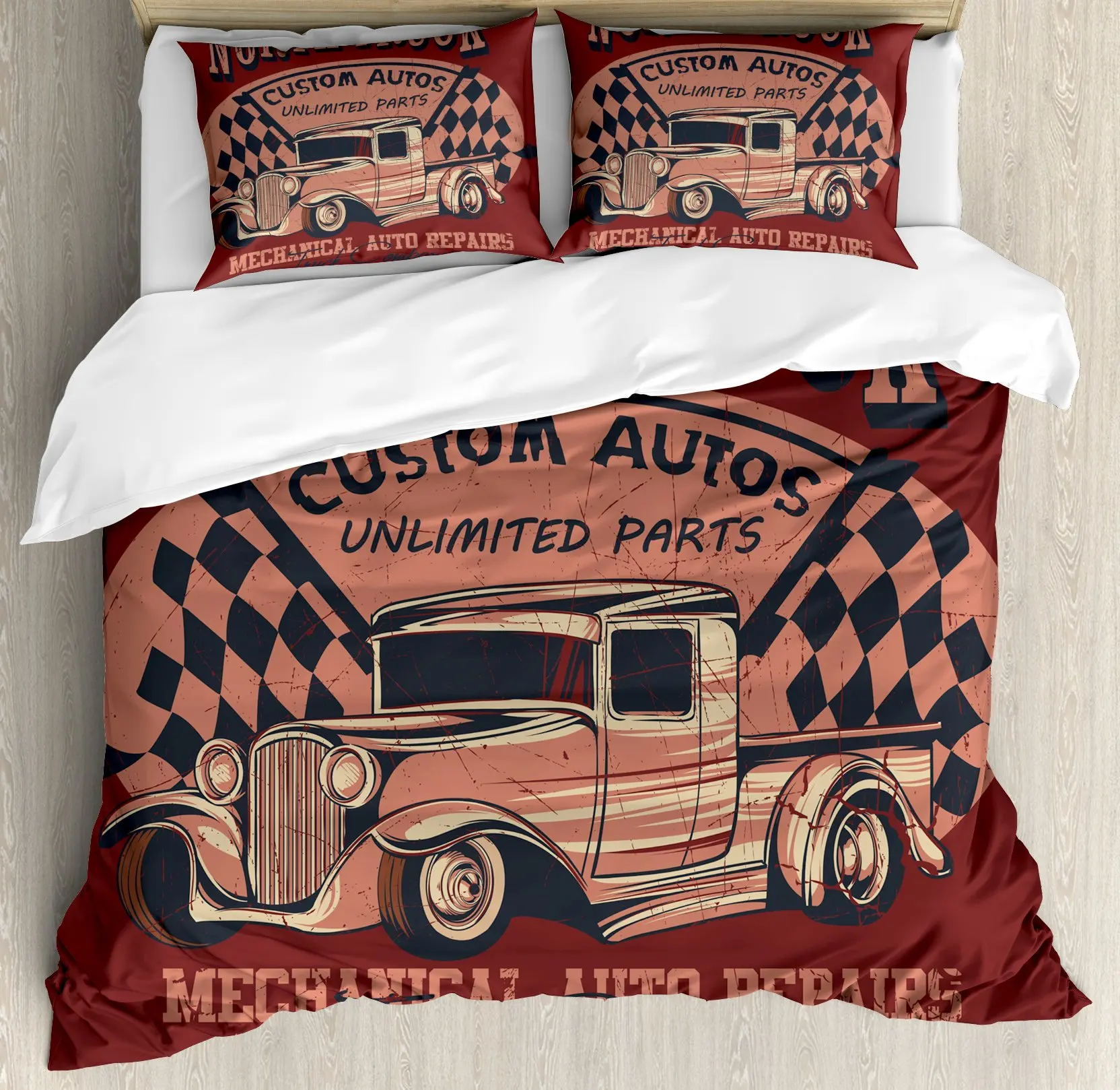 Cars Duvet Cover Set Cartoon Truck Cool Vehicle Duvet Cover Set ...