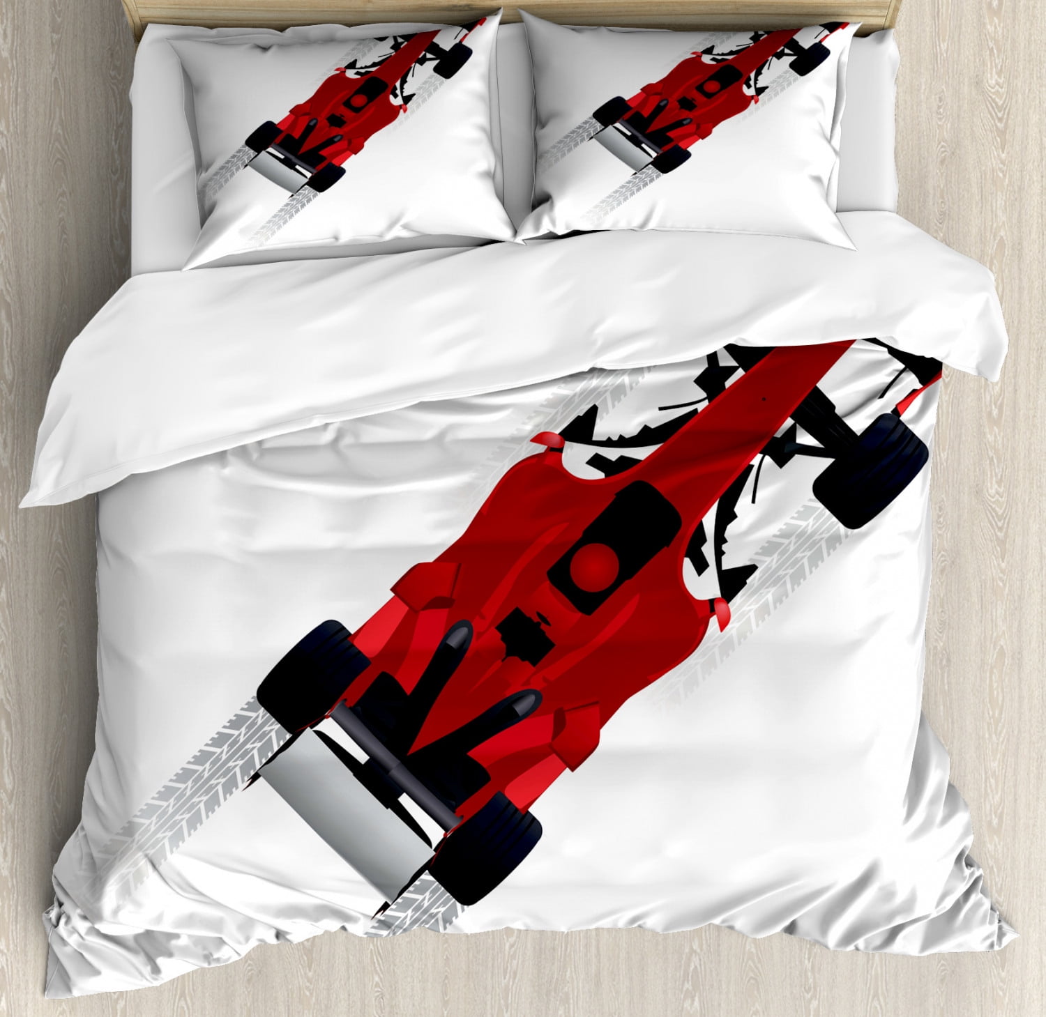 Cars Duvet Cover Set Queen Size, Formula Car on Speedway Championship ...