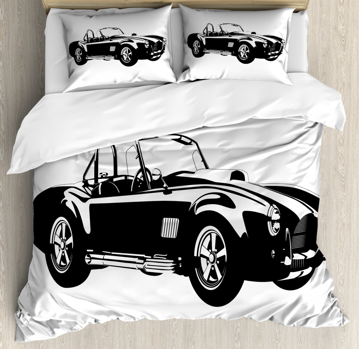 Cars Duvet Cover Set Queen Size, Silhouette Classic Sport Car Ac Cobra ...