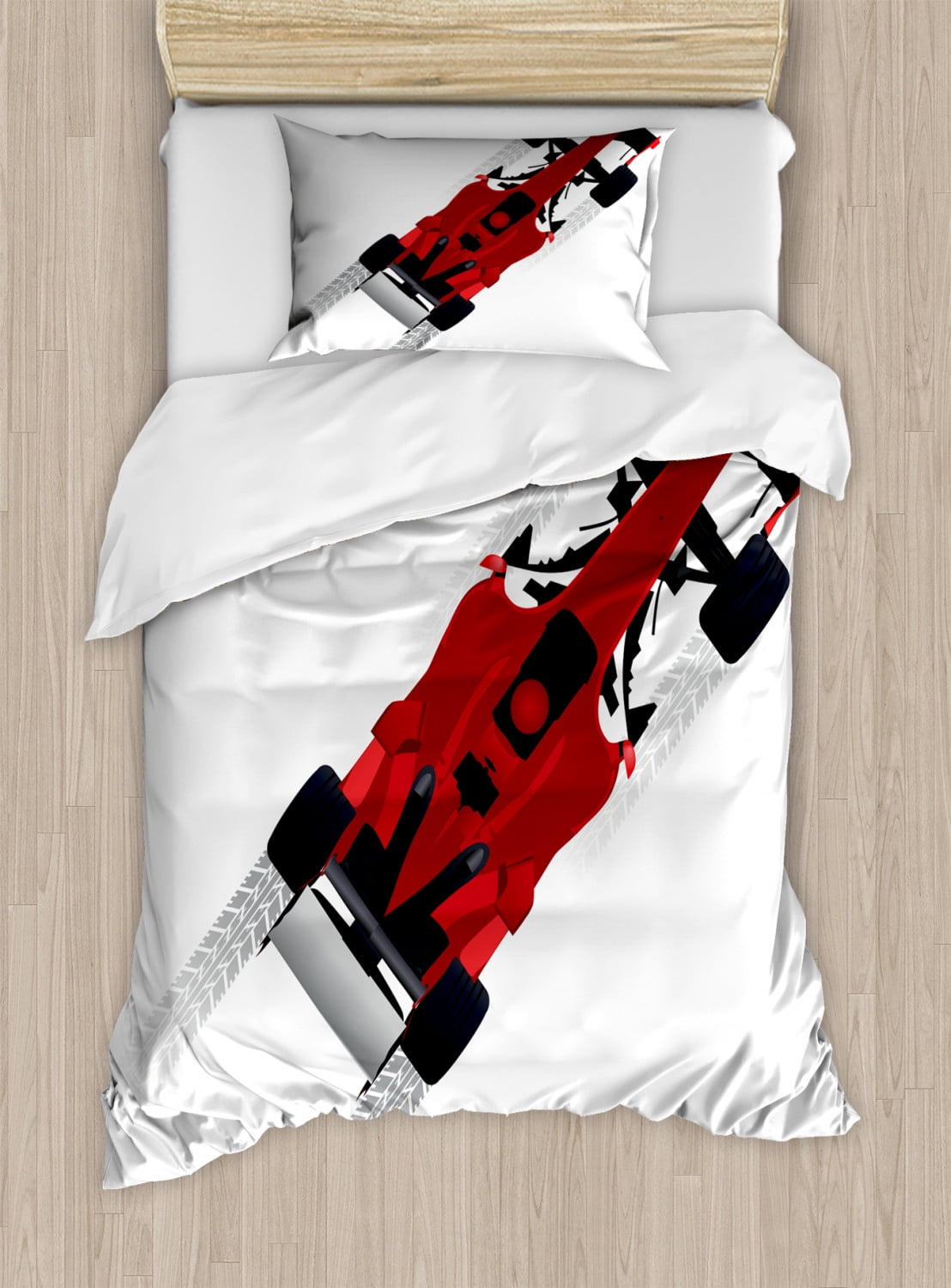 Cars Duvet Cover Set Twin Size, Formula Car on Speedway Championship ...