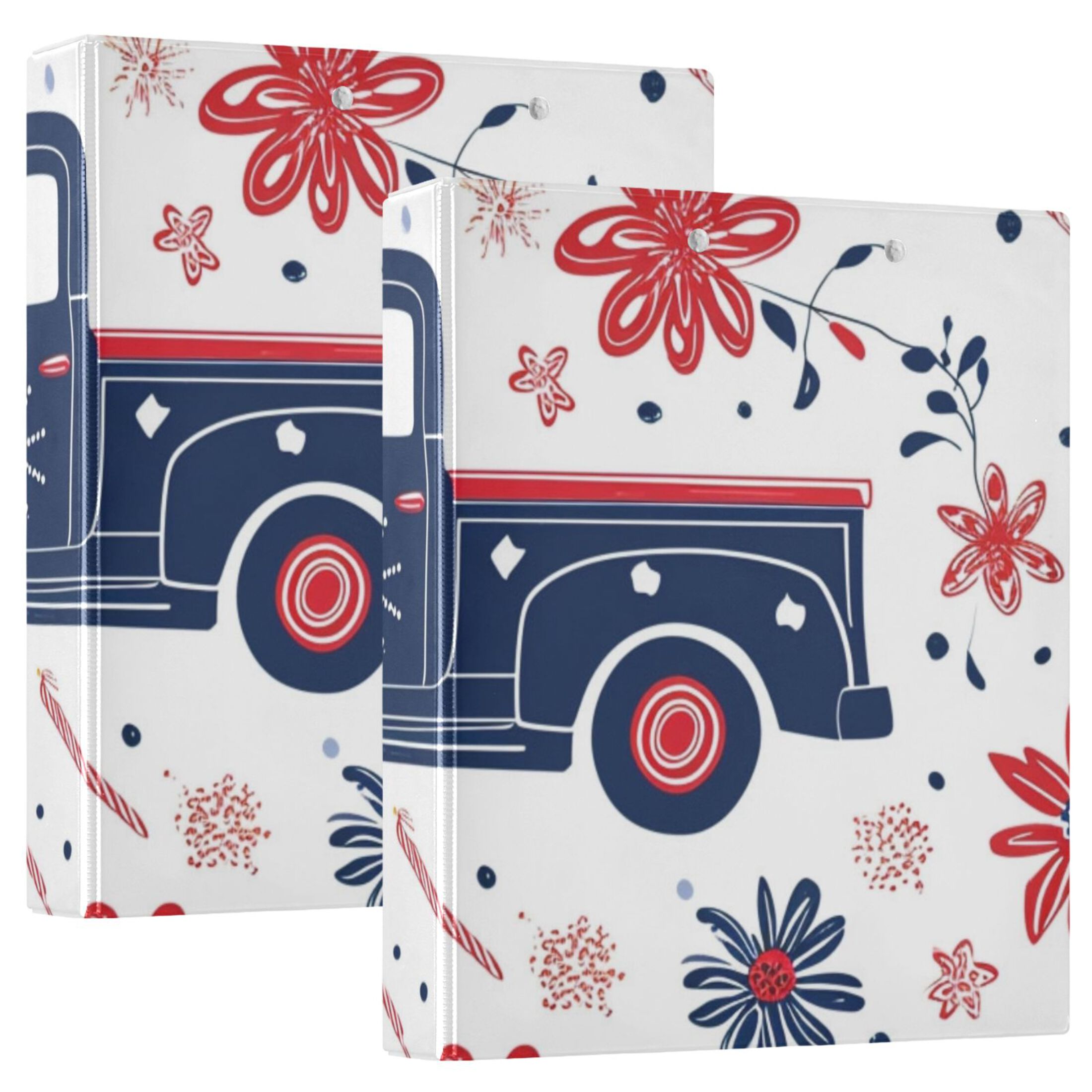 Cars Flowers Floral 3 Ring Binders 1.5 inch Hardcover File Folders with ...