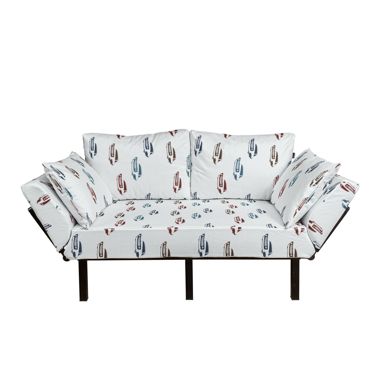 Cars Futon Couch, Different Colored Muscle Cars with Retro Display ...