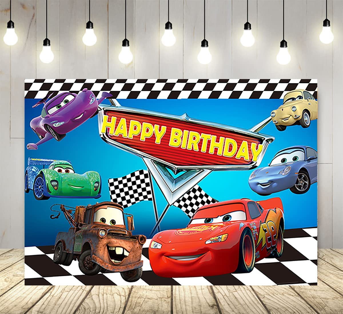 Cars Happy Birthday Anime Cartoon Theme Backdrops Banner Birthday Party ...